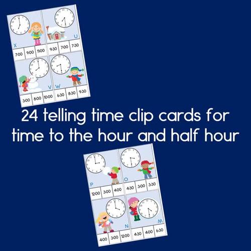 Winter Sports Telling Time to the Hour and Half Hour Scoot Game or Task ...