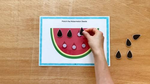 Watermelon Busy Book Page, Watermelon Seeds Matching Worksheet for Toddlers