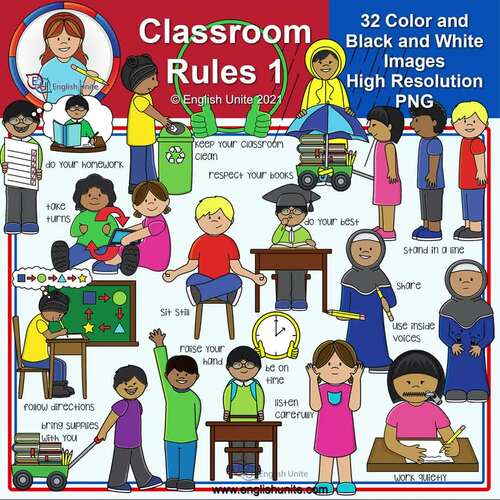 Clip Art - Classroom Rules Bundle by English Unite Clip Art | TPT