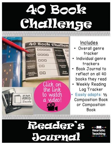 40 Book Challenge- Reader's Journal PRODUCT PREVIEW by Heuristic Teaching