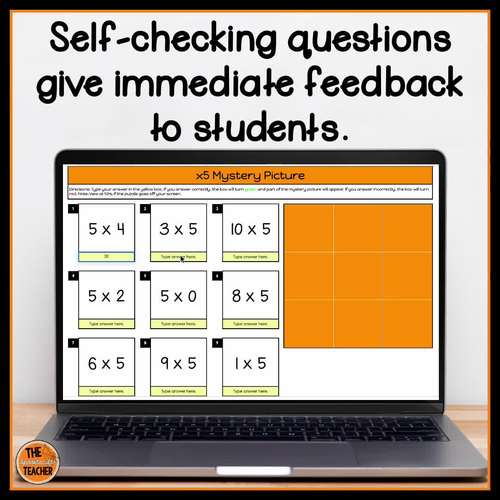 x5 Multiplication Fact Mystery Picture Self-Checking Google Sheet