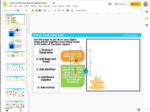 Summer Scene Digital Glyph Activity by Brittany Washburn | TpT