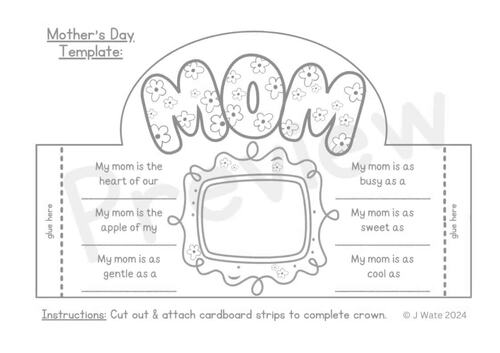 Mother's Day Crown Craft Activity & Mom & Special Women Craft Keepsake