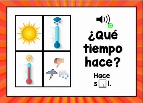 Spanish Weather Boom Cards, Spanish Digital Flashcards, Task Cards