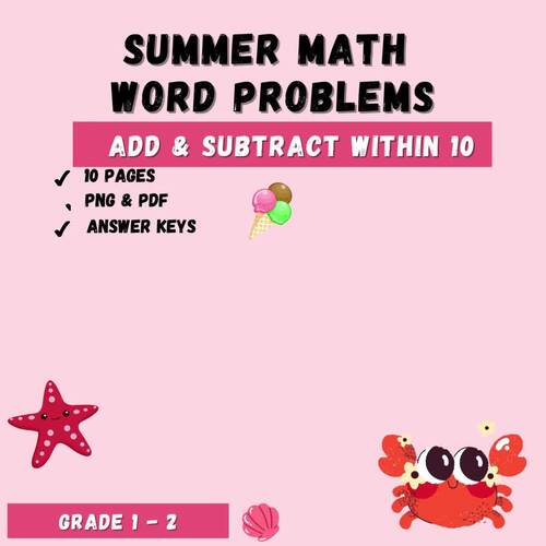 Summer Math Word Problems | Add & Subtract within 30 | worksheet ...