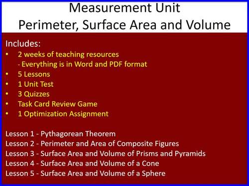 Measurement Unit: Perimeter, Surface Area and Volume - High School ...