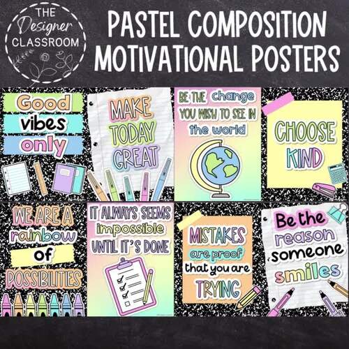 Pastel Composition Motivational Posters | Pastel Rainbow-Themed ...