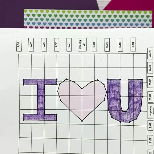 Latitude and Longitude Worksheet Practice Activity Valentine's Day ...
