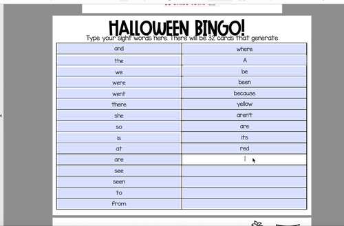 Editable October Halloween Sight Word Bingo | TPT