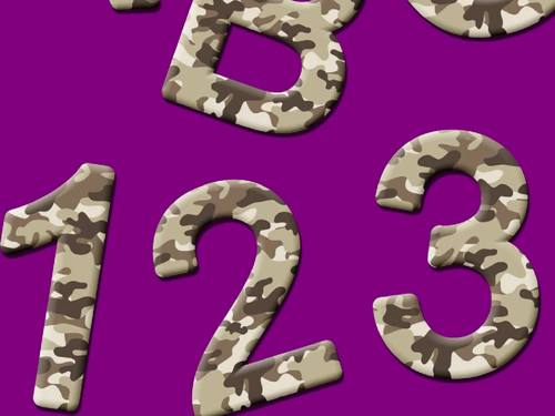 Uppercase Camo Alphabet Letters And Numbers - KG 3D Toy Text PNG Printables