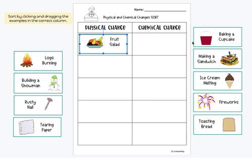 Physical and Chemical Changes Sort Activity by Love Learning | TPT