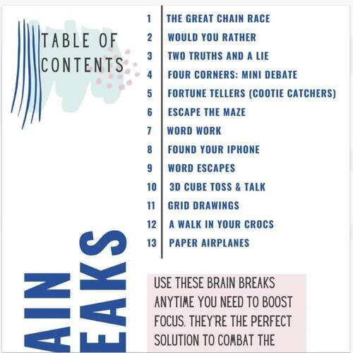 Brain Breaks for Early Finishers | Fun Teen Games and Activities | End ...