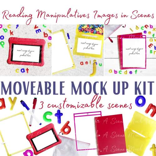 Reading Mockup with Reading Manipulatives Images in Moveable Scenes