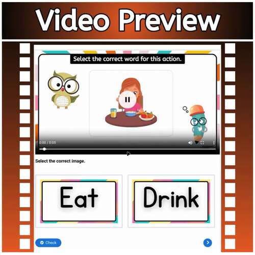 Verb (Action Word): Select the Correct Word Digital Resources | TPT