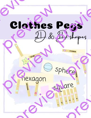 Clothes Pin Math & Literacy Center: 2D & 3D shapes (kindergarten -early ...