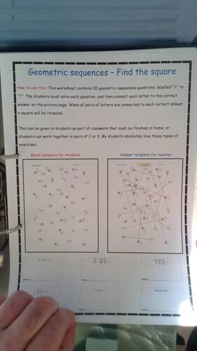 Geometric sequences - find the square activity game by MathNoHow