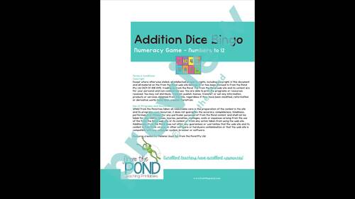 Addition with Dice Math Game by From the Pond | TPT
