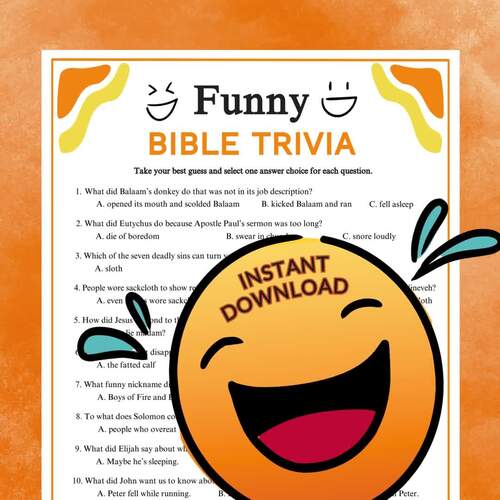 Funny Bible Trivia Game | Christian Printable Activity for All Ages
