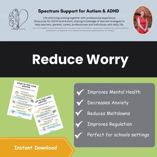 Reduce Stress Worry Less Mental Health Support Kids Therapy Posters ...