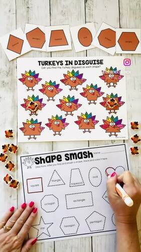 Shape Activities - Shape Recognition - Shape Smash and Cover - Thanksgiving