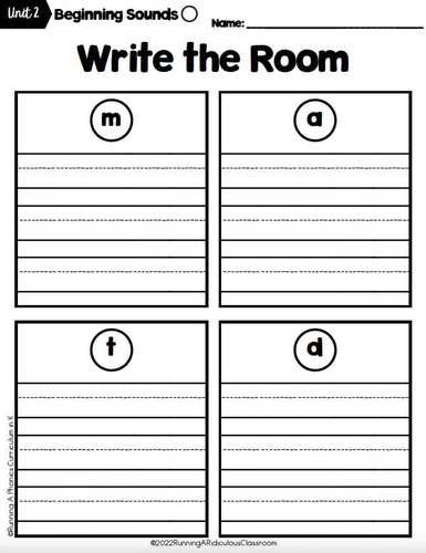 Write the Room | Beginning Alphabet Sounds by RunningARidiculousClassroom