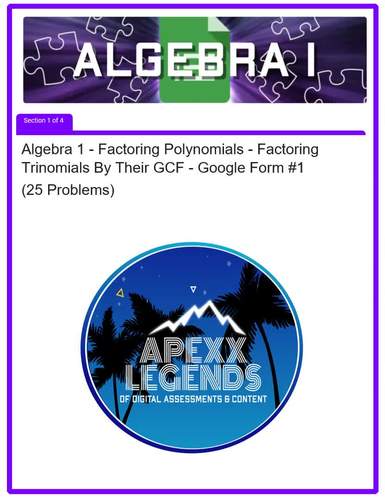 Algebra 1 - Factoring Polynomials (Factoring Trinomials By GCF) Google ...