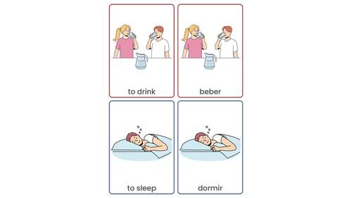 English - Spanish Verb Flashcards – 36 Action Words + Bonus I Form ...