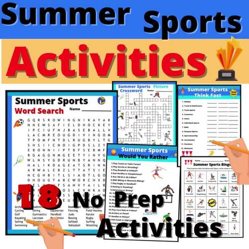 Summer Sports Activity Packet Lessons Activities Independent Work