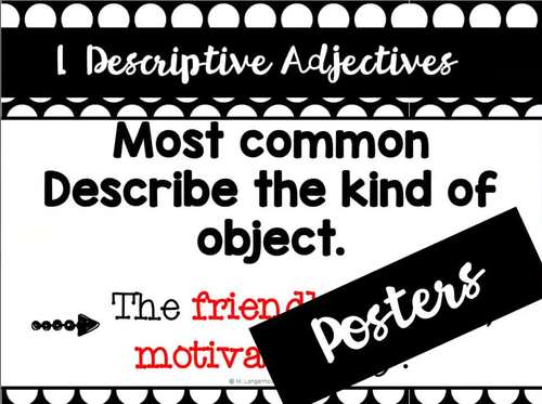 Types of Adjectives Posters and Worksheets | TPT