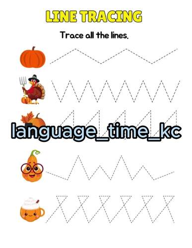 Fall Halloween October Line Tracing handwriting worksheets apple pumpkin