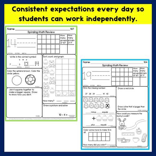 February Daily Math Spiral Review Kindergarten Worksheets Warm Ups ...