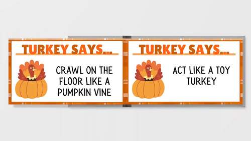 Editable Thanksgiving Turkey Says Virtual Brain Break Game Canva ...