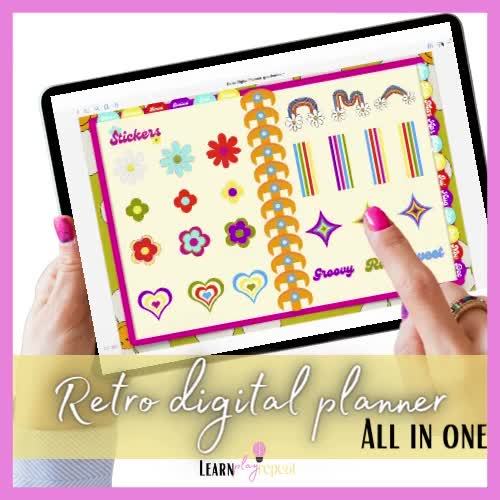Goodnotes Digital Planner, Undated Monthly Daily Calendar, Retro Groovy ...