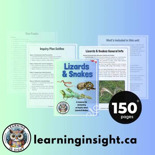 Lizards and Snakes inquiry science unit plan by Learning In Sight