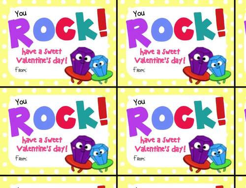 Ring Pop Valentine's Day Gift Tag- You ROCK! Have a sweet Valentine's Day!