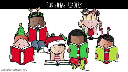 Christmas Readers clip art, Reading clip art Mini by Melonheadz Clipart