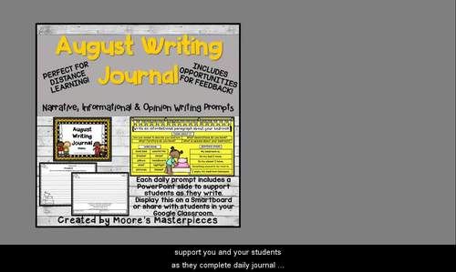 August Writing Journal: Narrative, Informational & Opinion Prompts ...