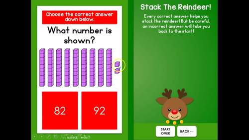 Christmas Rudolph Math Digital Game Math Centers Counting with Base Ten ...