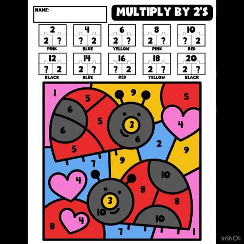Valentine’s Day Color-by-Code Multiplication | 2’s, 5’s, and 10’s