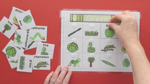 Green Object Matching Activity, Match and Label, Adjective-Noun Phrases