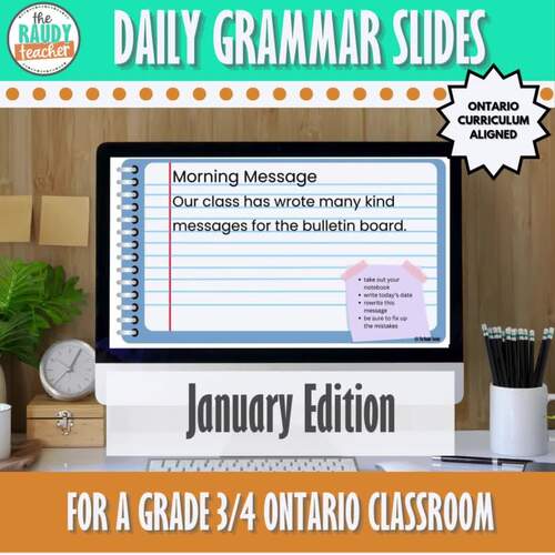 Grade 3 4 January Daily Grammar Slides | Ontario Language Curriculum 2023