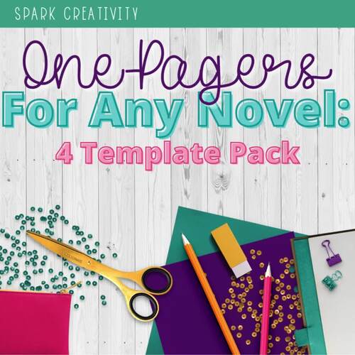 One Pager Templates, Any Novel Study: Rubric, Assessment, Middle & High ...