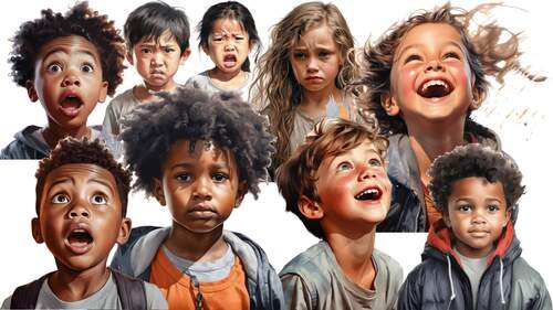 Watercolor Children's Emotions Clipart Set of 20 Files by ...