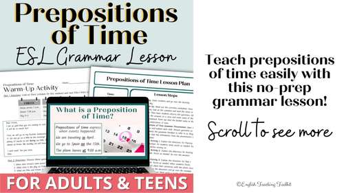 Beginner Adult ESL English Grammar Lesson & Activities - Prepositions ...