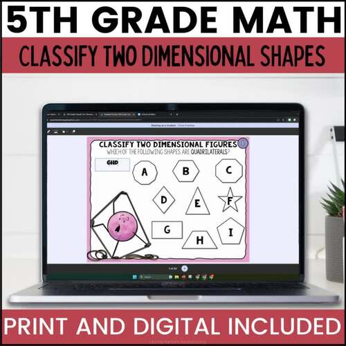 5th Grade Math Review Classify Two Dimensional Figures Print & Digital ...