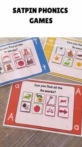 SATPIN Phonics Initial Sounds Game, Beginning Sounds Activity, Group 1,