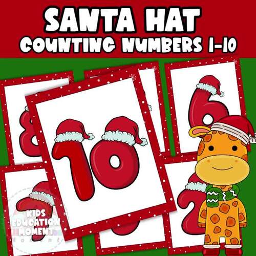 Santa Hat Counting to 10, Ordering Numbers, Christmas Math Centers ...