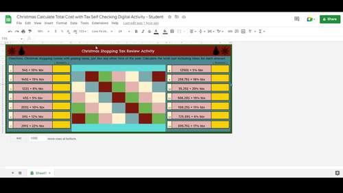 Taxes & Total Cost Winter Christmas Shopping Digital Activity Self Checking
