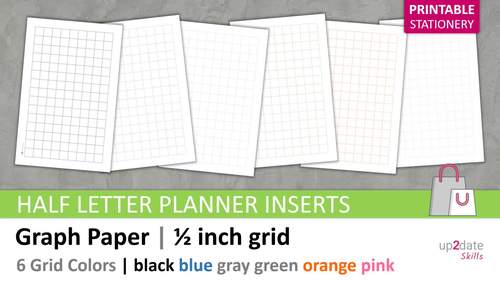 Printable Graph Paper | Half Letter - 1/2 inch grid 9 x 15 squares per page