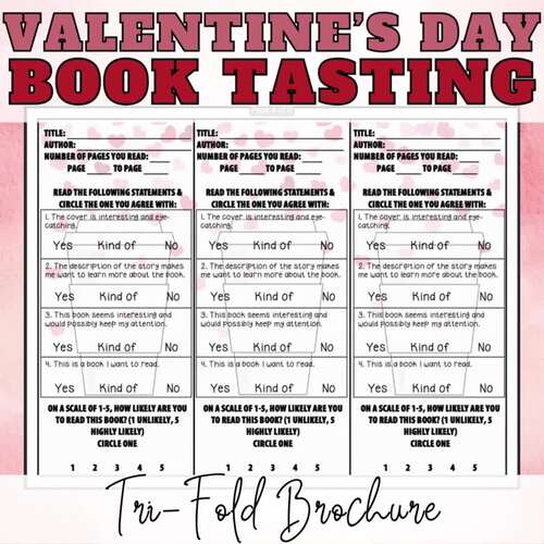 Book Tasting Activity | Trifold Brochure Handout - Valentine's Day